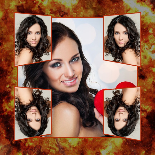 Colaje de fuego 5 fotografías selfie Montaje Fotografico | Pixiz