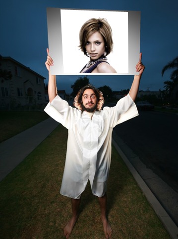 Pancarta Loco escapado del manicomio Escena Montaje Fotografico | Pixiz