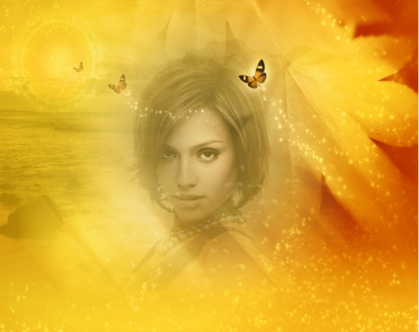 Yellow Cross Fade Butterfly Photo Frame Effect | Pixiz