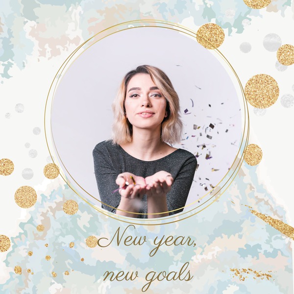 Pastels And Golden Glitter Photo Frame Effect | Pixiz