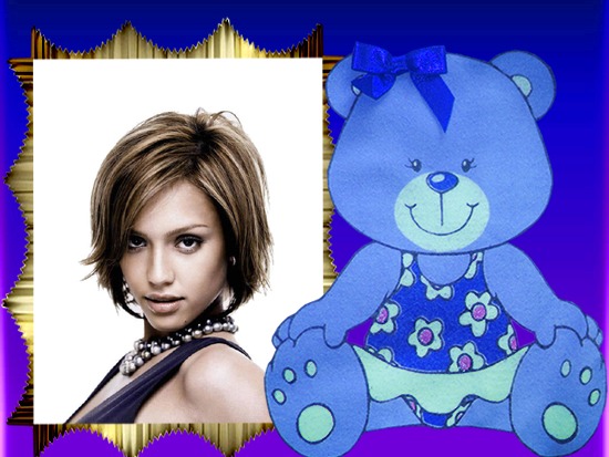 Moldura infantil Ursinho azul Fotomontagem | Pixiz
