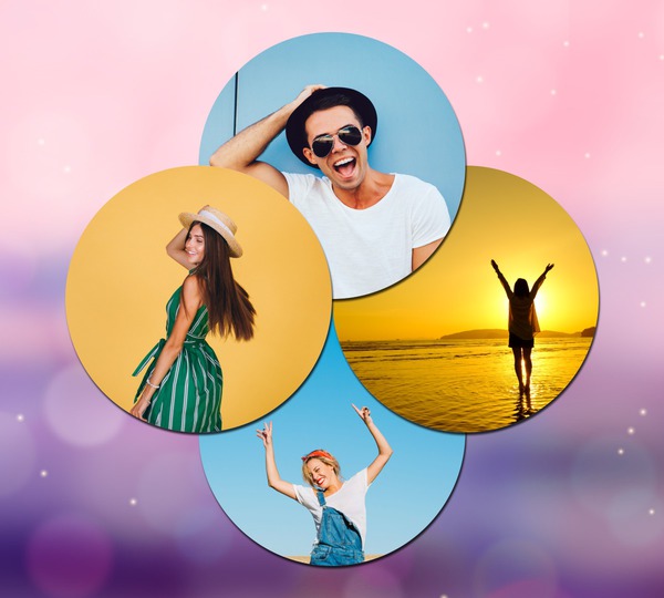 4 round pictures collage Design Template | Pixiz