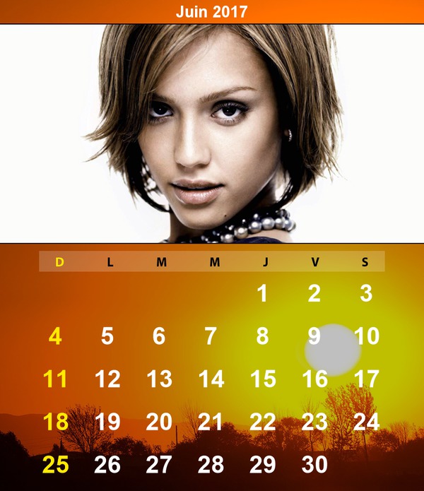 Calendario junio 2017 con foto personalizable Montaje Fotografico | Pixiz