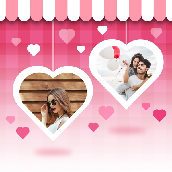 2 corazones con fotos personalizables Montaje Fotografico | Pixiz