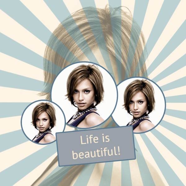 3 pictures + turquoise beige background Design Template | Pixiz