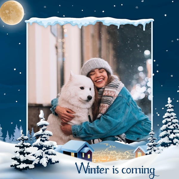 Snowy Village Photo Frame Effect | Pixiz