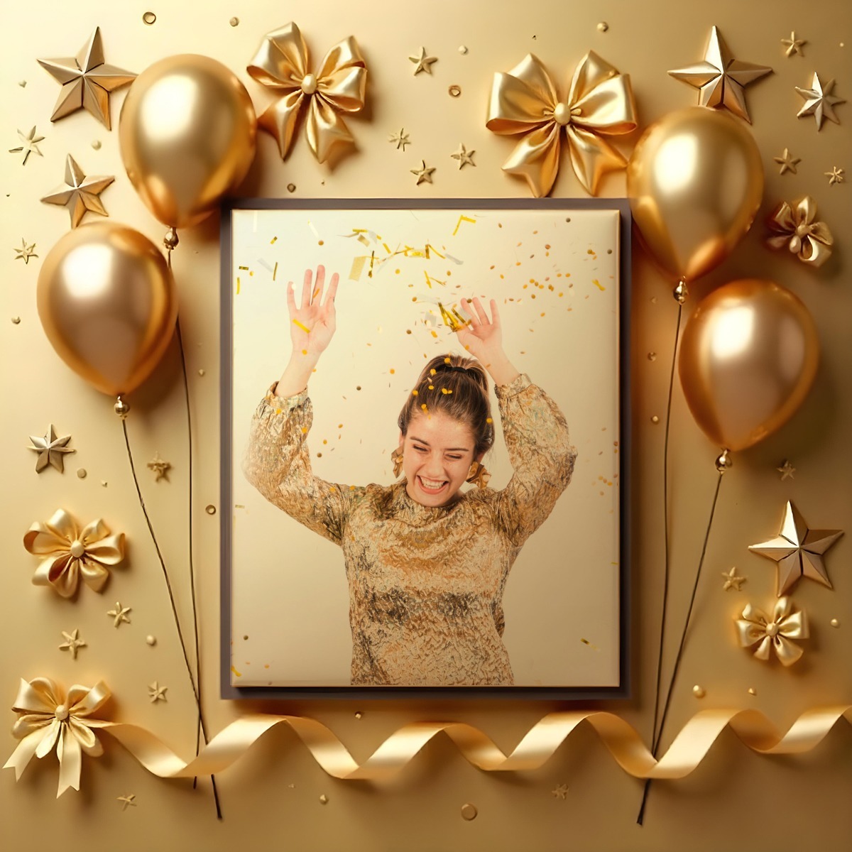Golden Party Photo Frame Effect | Pixiz