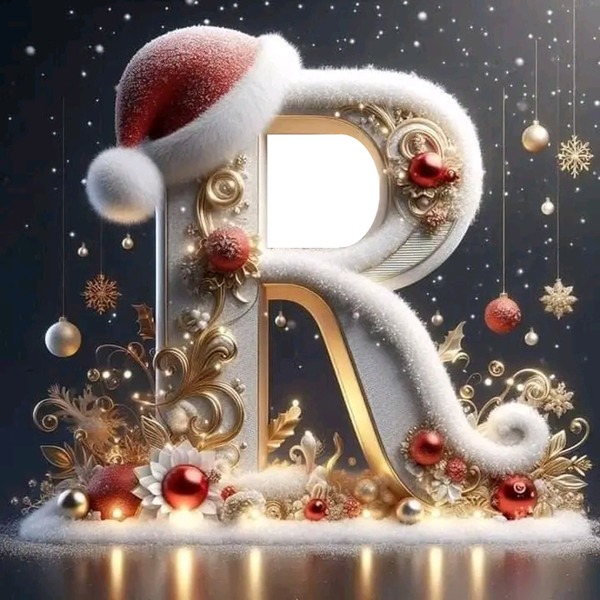 letra R con gorrito navideño. Montaje Fotografico | Pixiz