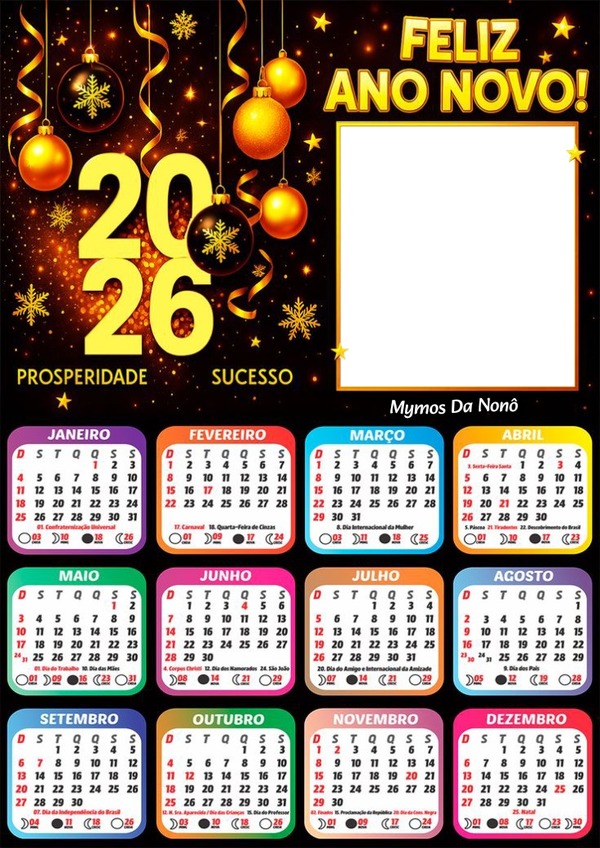 Calendário 2026💯 ️MymosDaNonô Photo Frame Effect | Pixiz